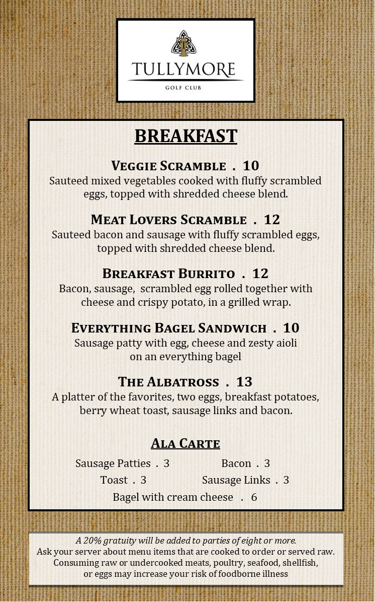 Dining at Tullymore Golf Resort
